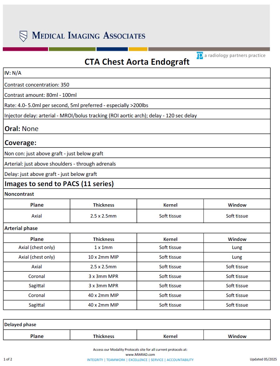 CT CTA Chest Aorta Endograft
