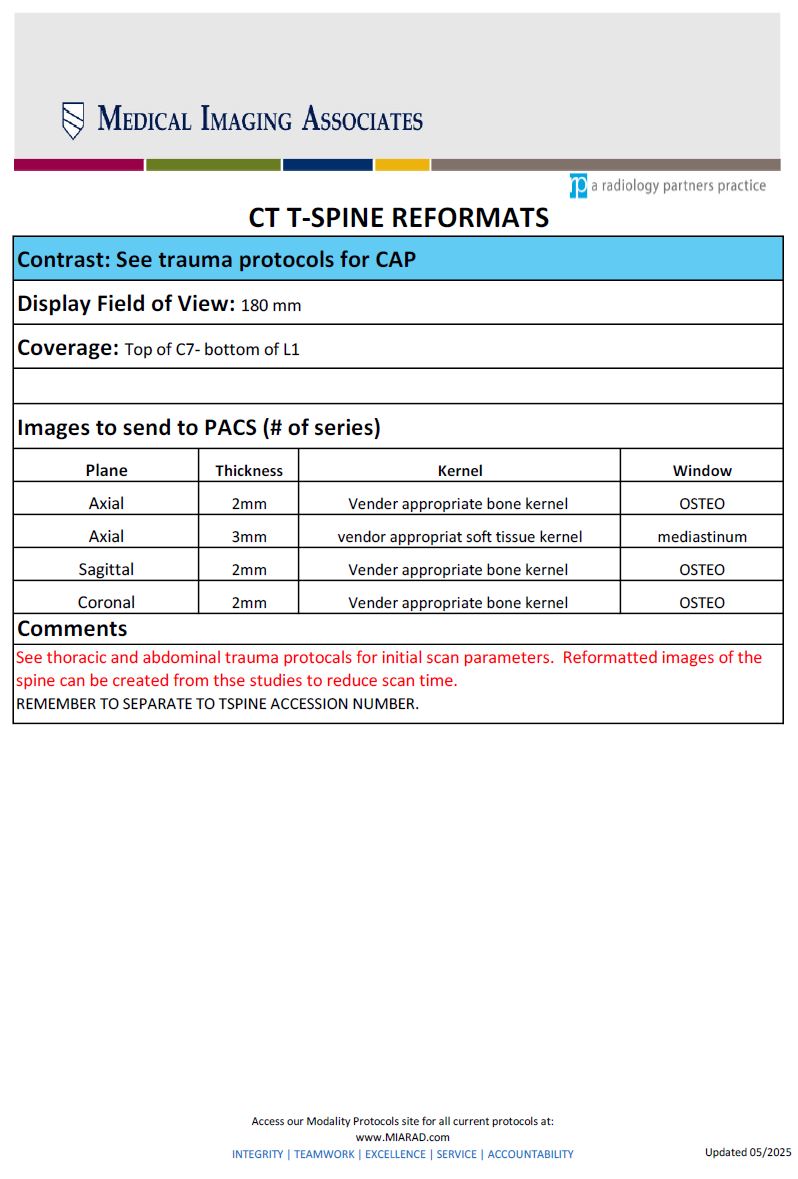 CT CTA ChestWith T-Spine Reformats