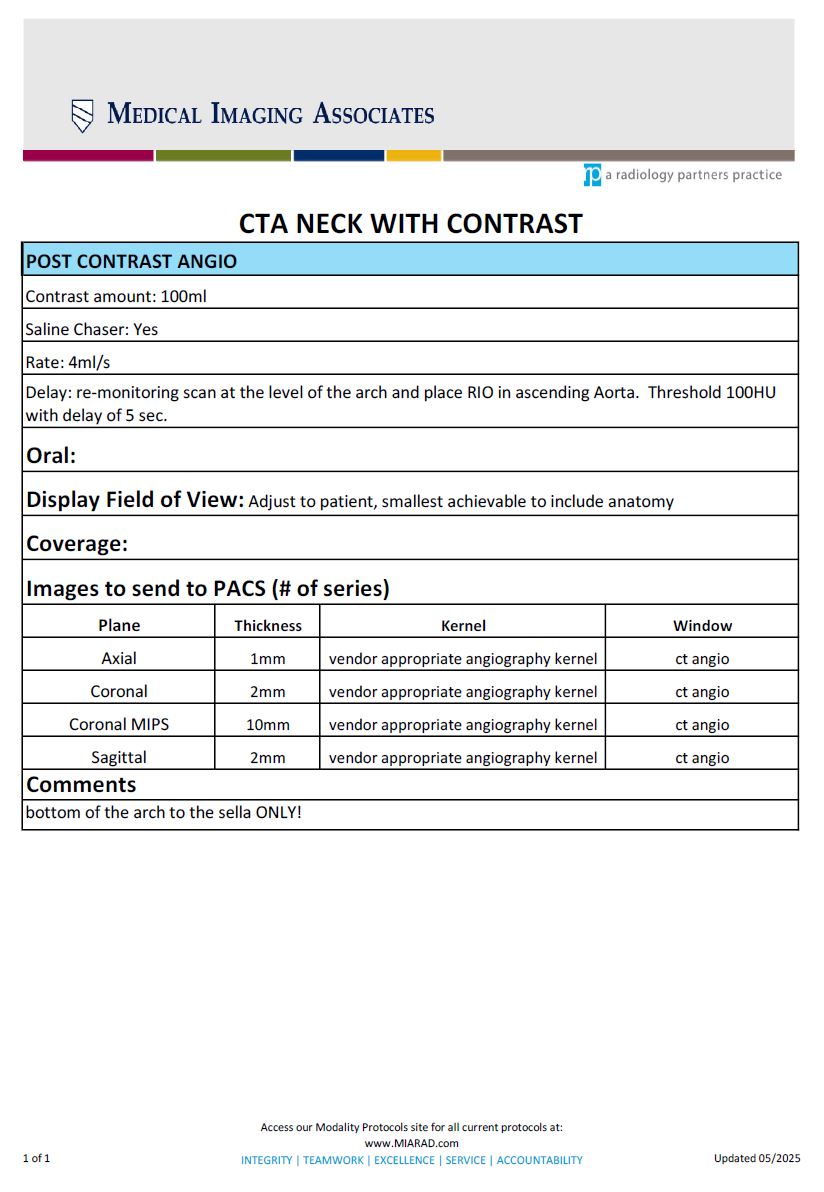CT CTA Neck With Contrast