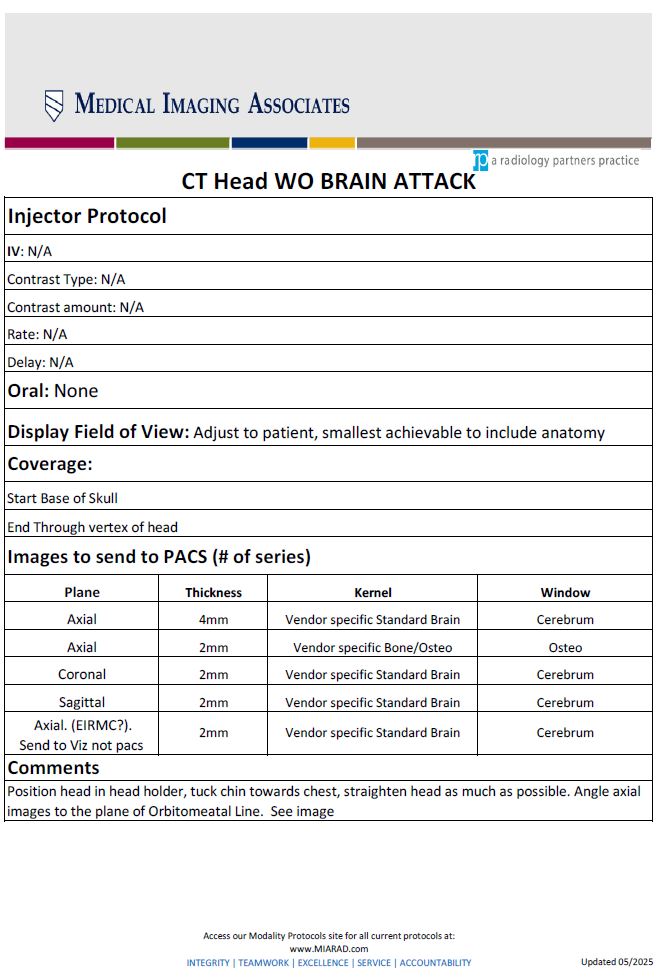 CT Head Without BRAIN ATTACK