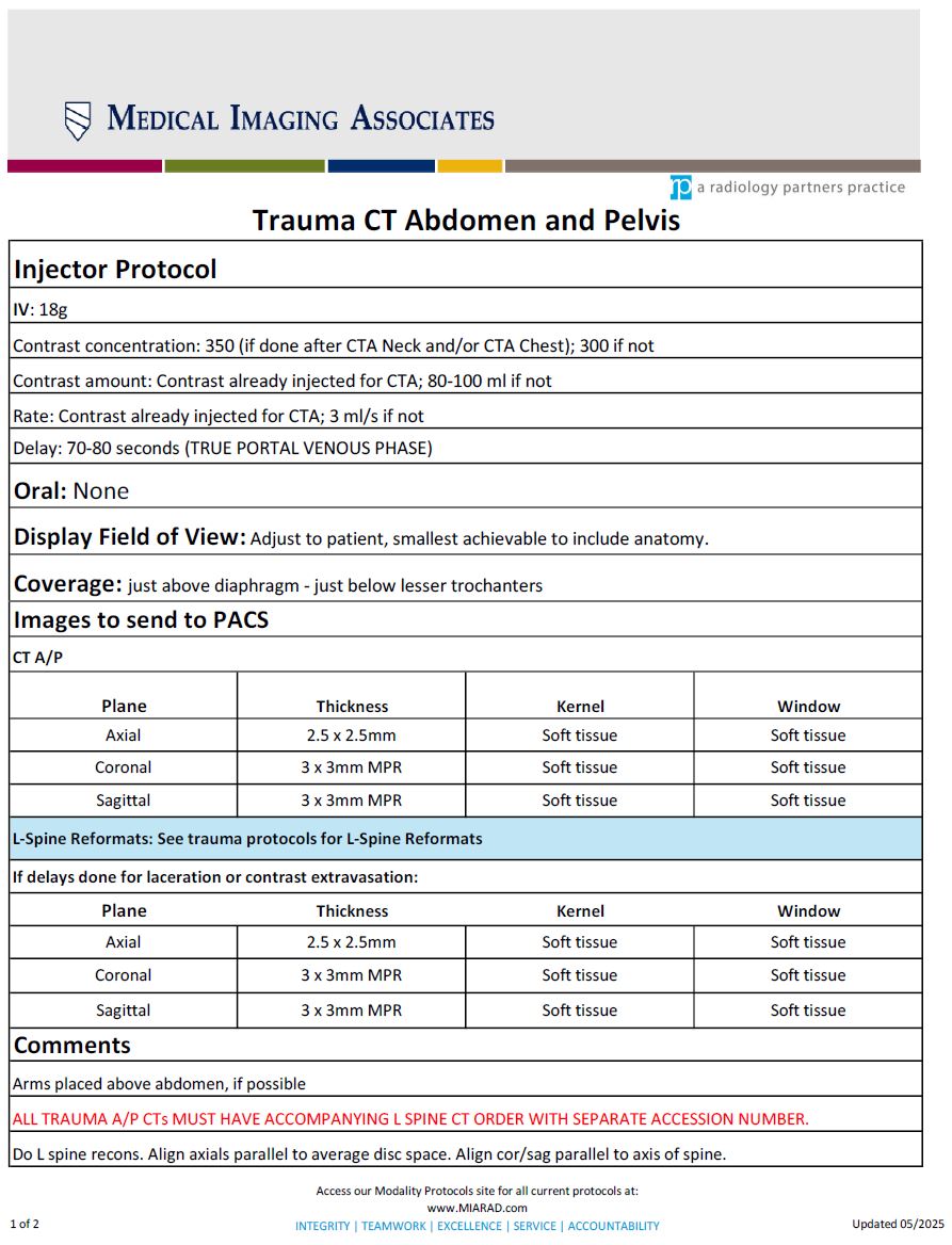 CT Trauma Abdomen and Pelvis