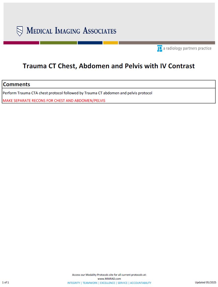 CT Trauma Chest Abdomen and Pelvis with Contrast